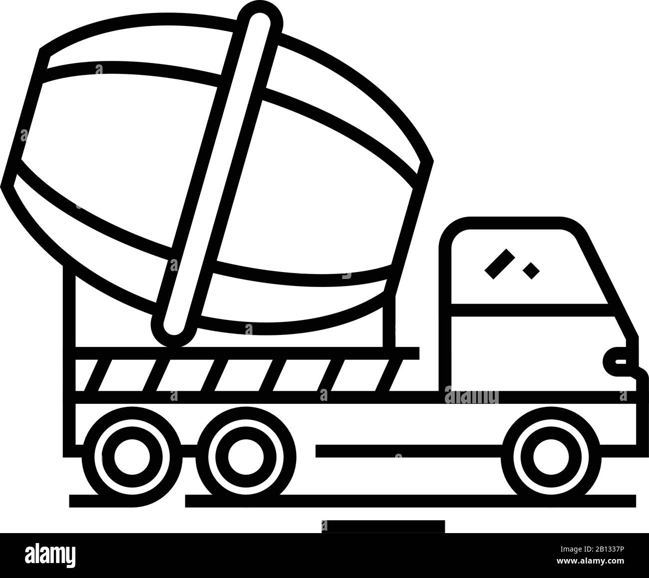Cement mixer line icon, concept sign, outline vector illustration ...