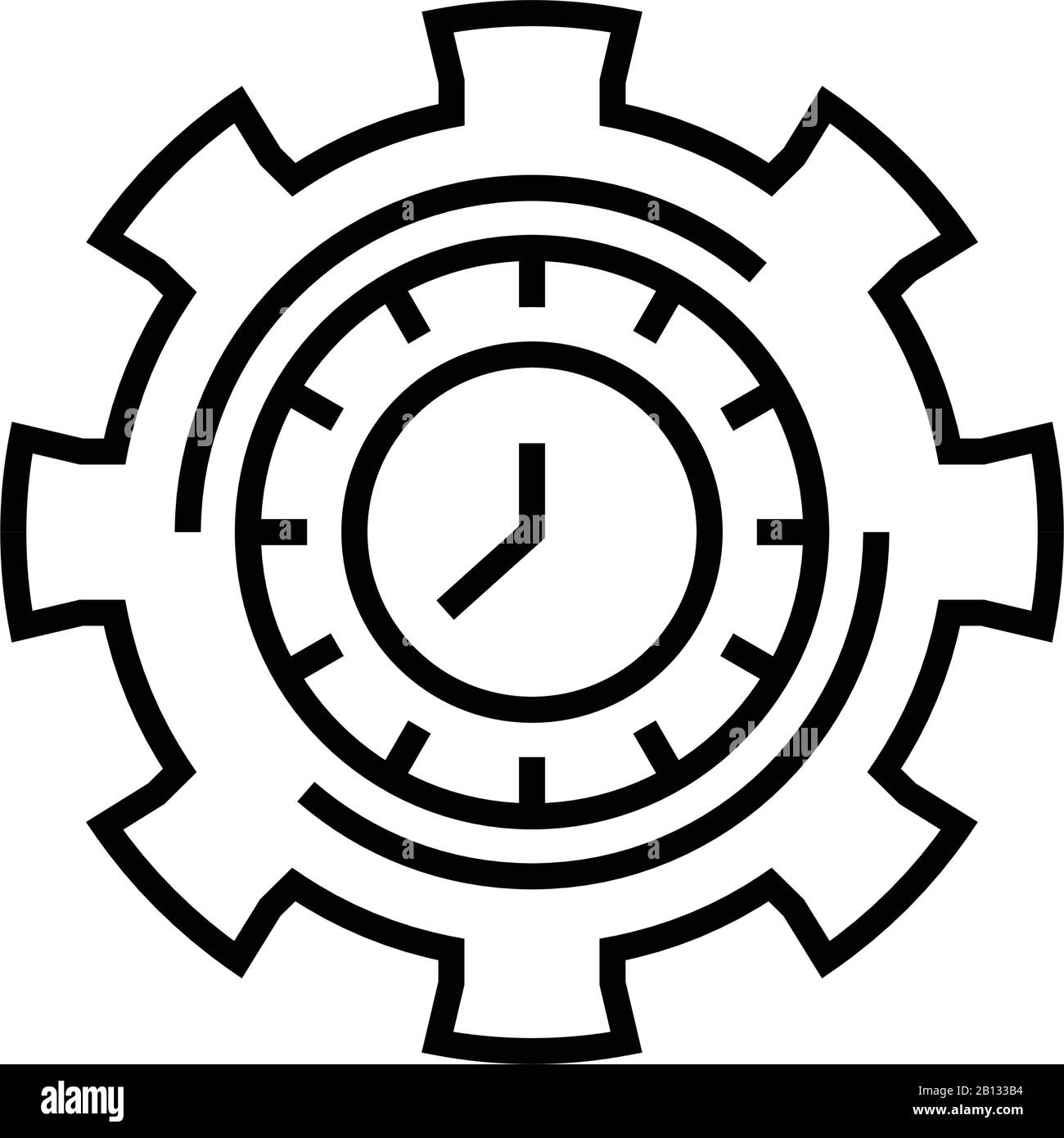 Clock settings line icon, concept sign, outline vector illustration ...