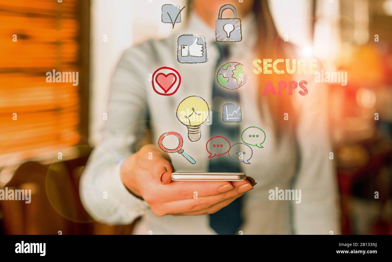 Writing note showing Secure Apps. Business concept for protect the ...