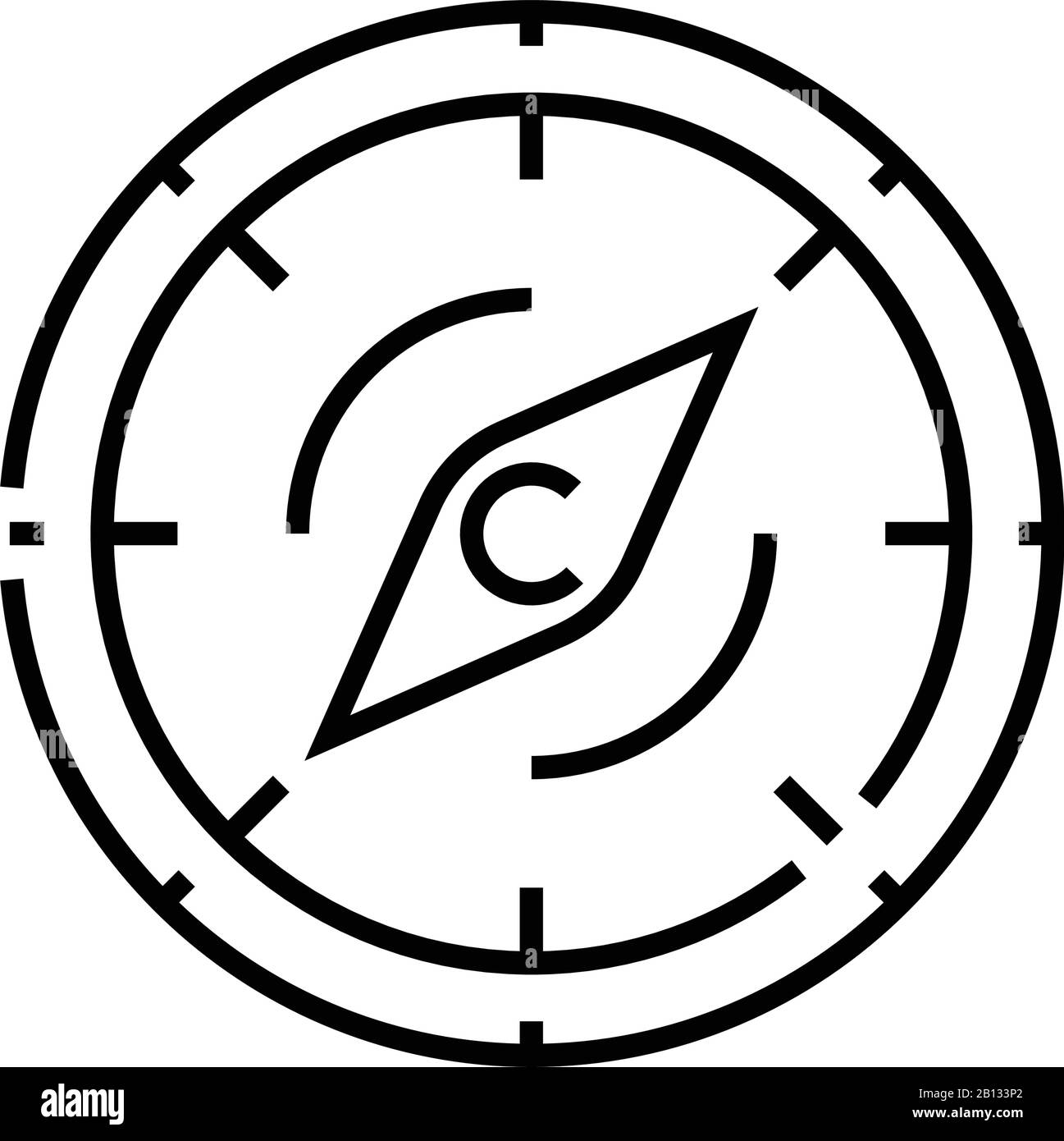 Compass line icon, concept sign, outline vector illustration, linear ...