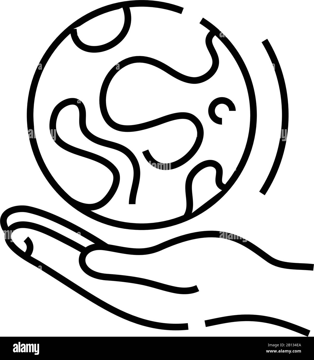 Caring for the world line icon, concept sign, outline vector ...