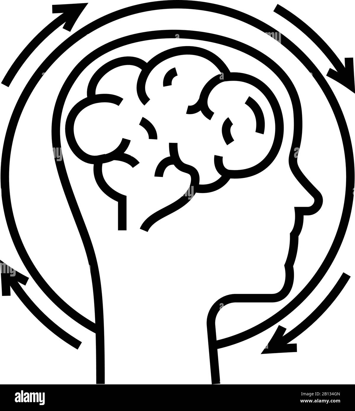 Brain decision line icon, concept sign, outline vector illustration ...