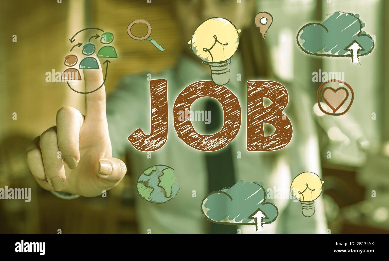 Writing note showing Job. Business concept for A paid position of ...