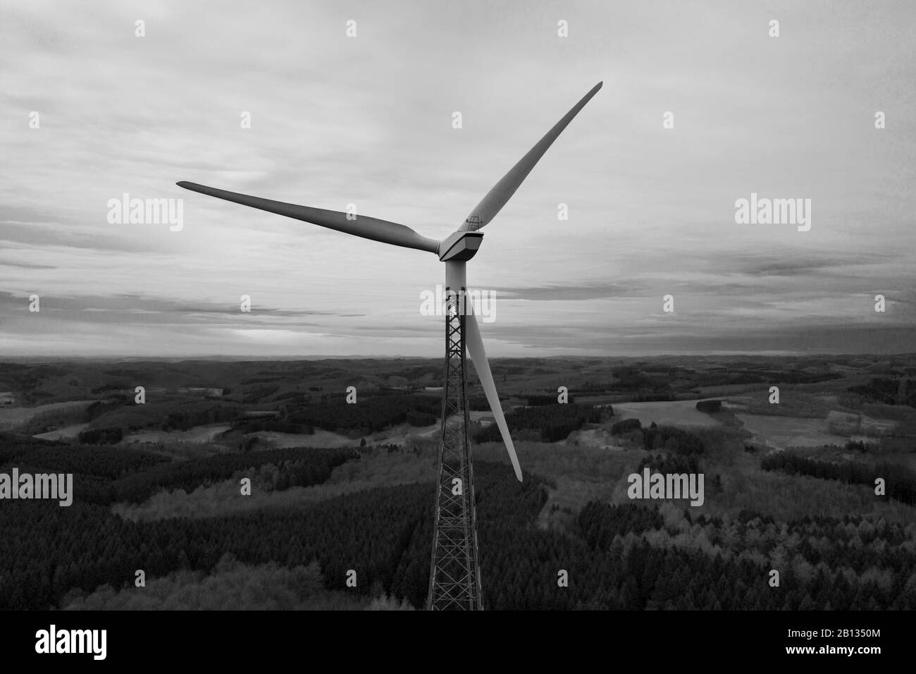 wind wheel over a winter landscape in black and white Stock Photo - Alamy