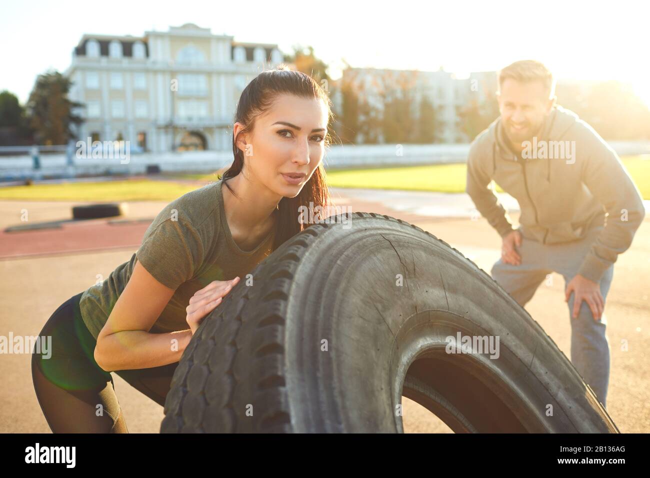 Woman pushes hi-res stock photography and images - Alamy