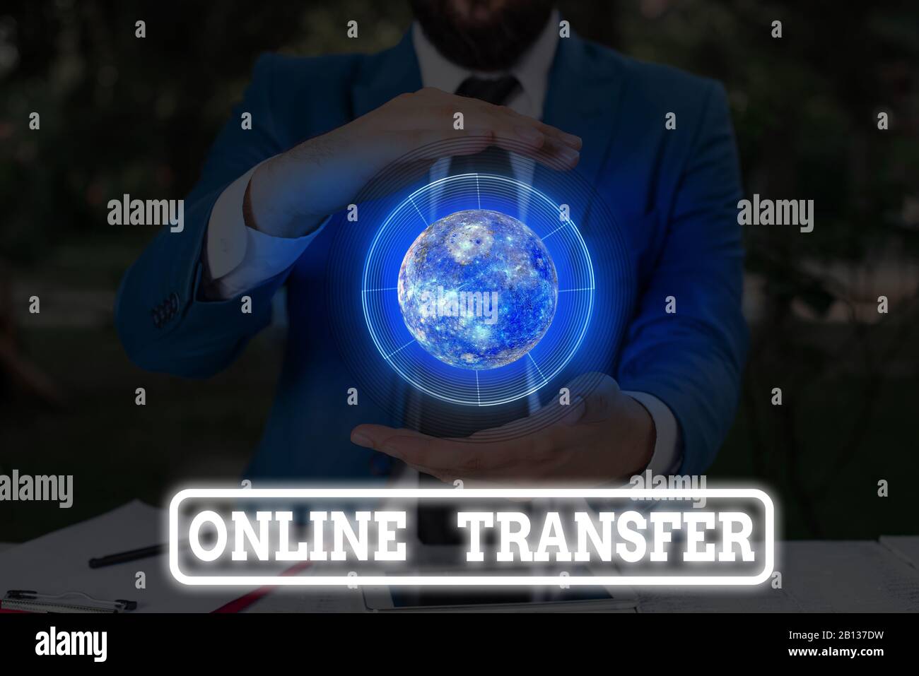 Conceptual hand writing showing Online Transfer. Concept meaning ...