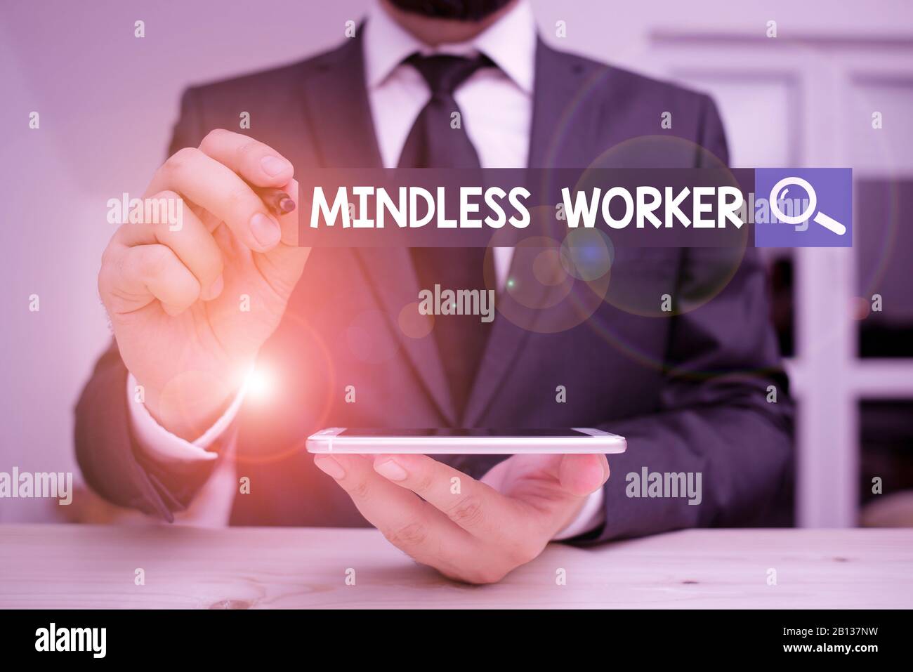 Conceptual hand writing showing Mindless Worker. Concept meaning Having ...