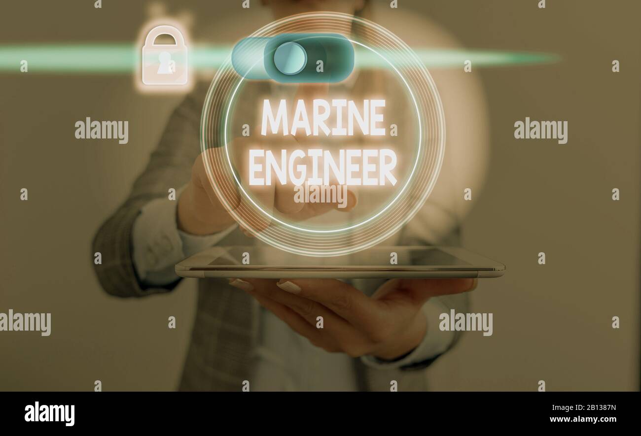 Text sign showing Marine Engineer. Business photo showcasing incharge ...
