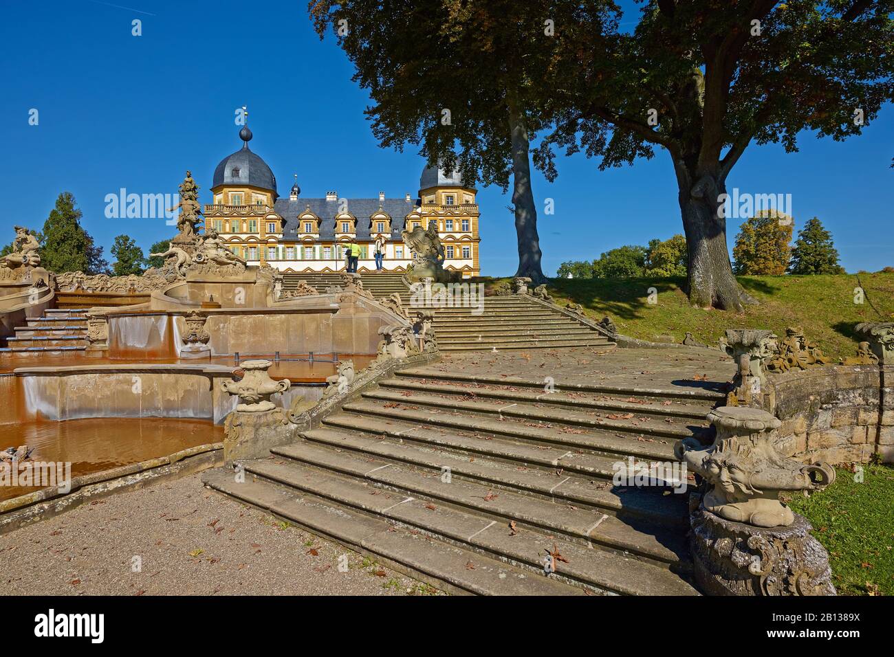 Cascade in the park of seehof castle hi-res stock photography and ...