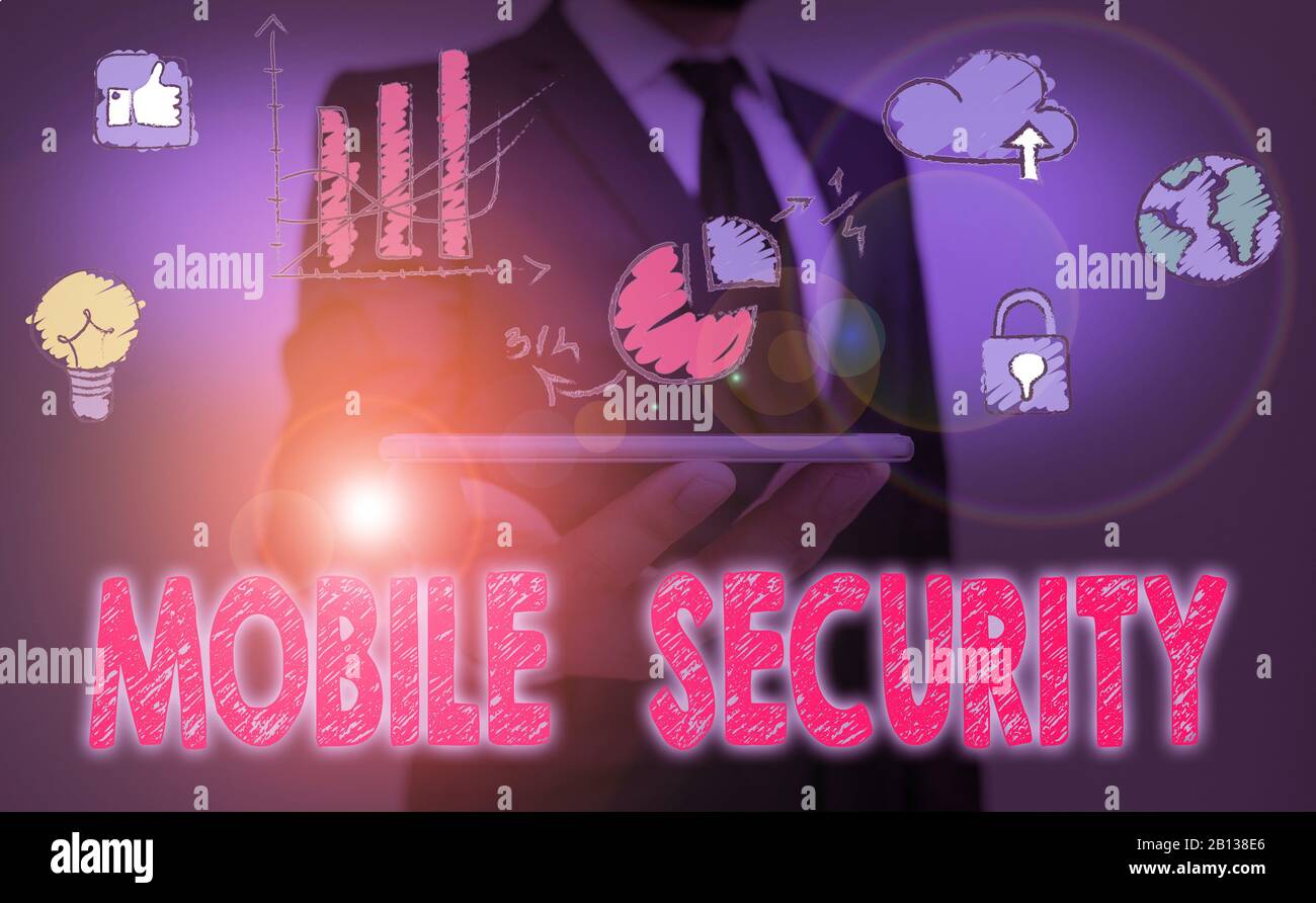 Writing Note Showing Mobile Security Business Concept For Efforts To Secure Data On Mobile