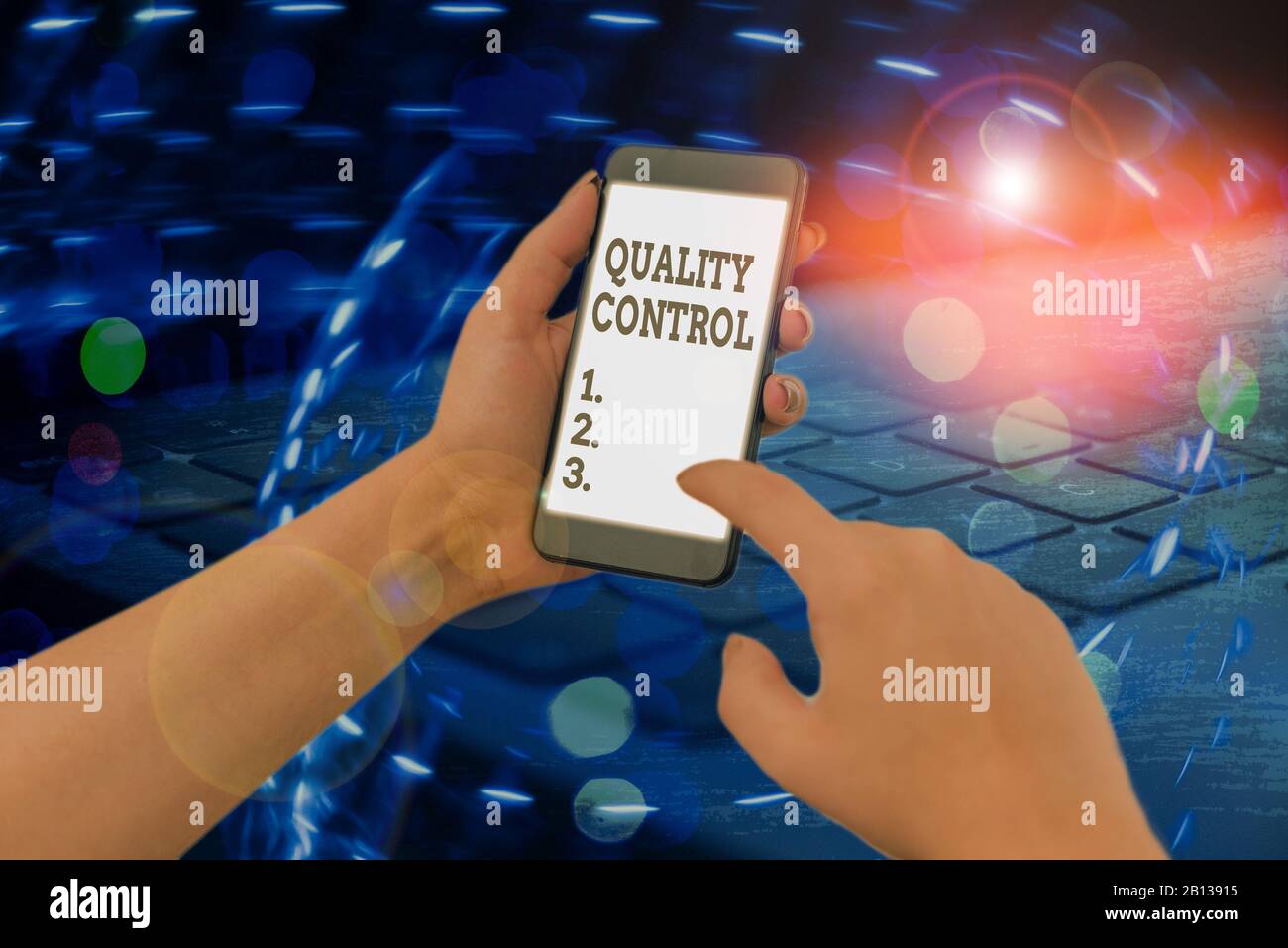 Text sign showing Quality Control. Business photo showcasing a system ...