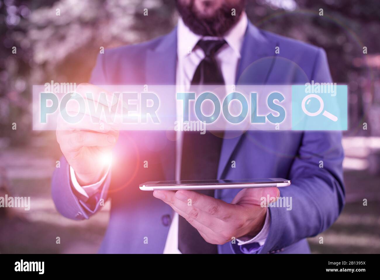 Writing note showing Power Tools. Business concept for tool that is ...