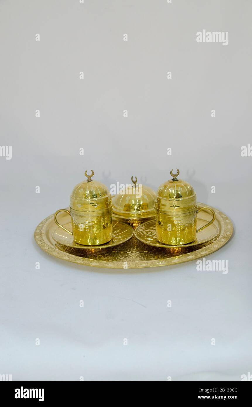 Golden Turkish Coffee Set Stock Photo - Alamy