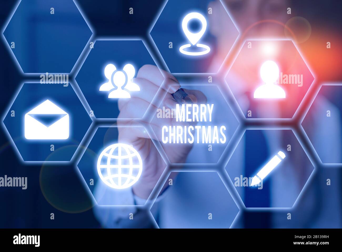 Writing note showing Merry Christmas. Business concept for annual ...