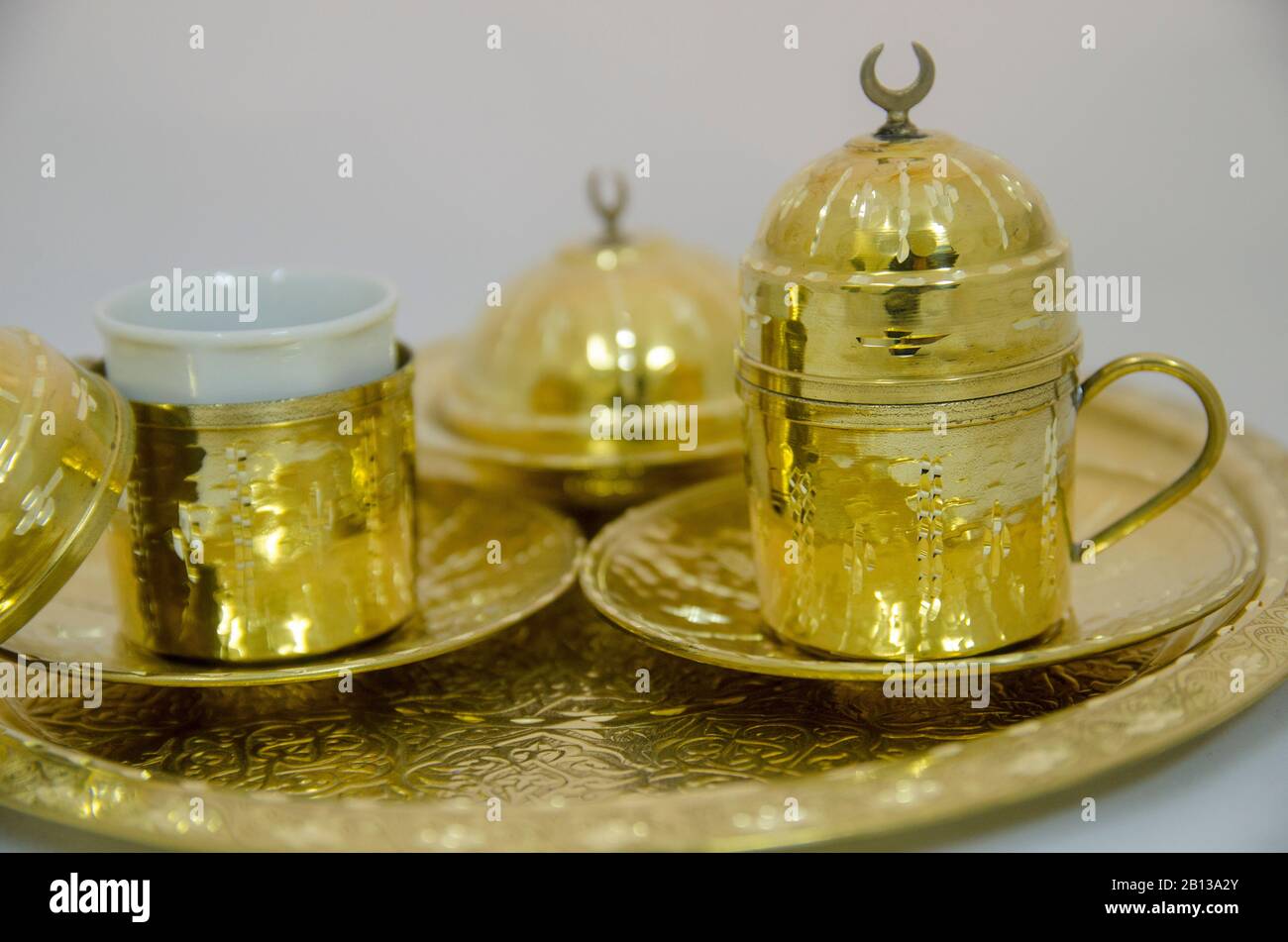 Golden Turkish Coffee Set Stock Photo - Alamy