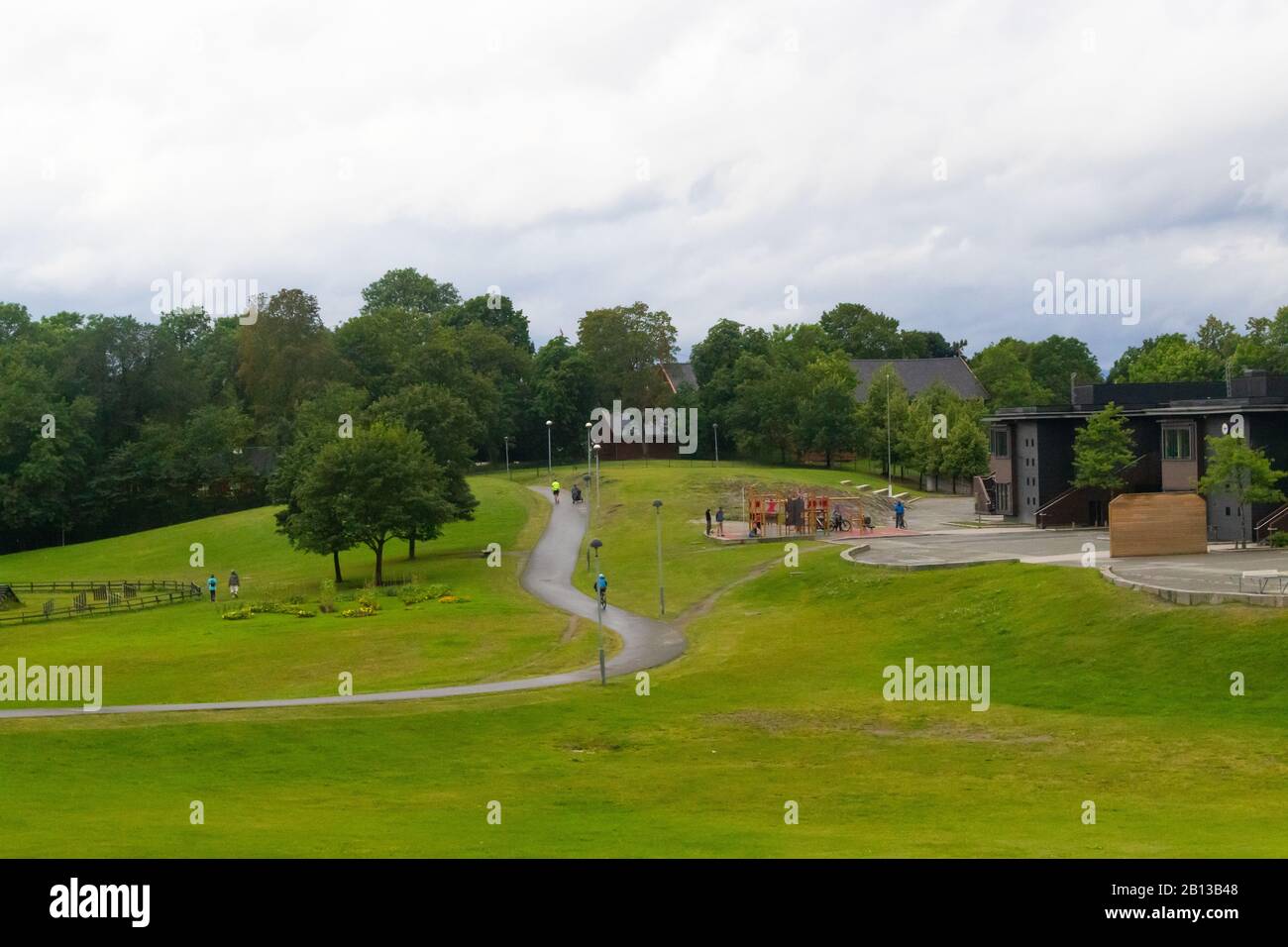 Beautiful greenery of The Frogner Park on cloudy summer day.-a public ...