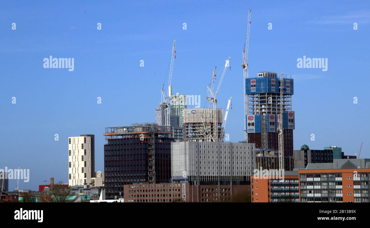 High rise buildings, including some under construction with tower ...