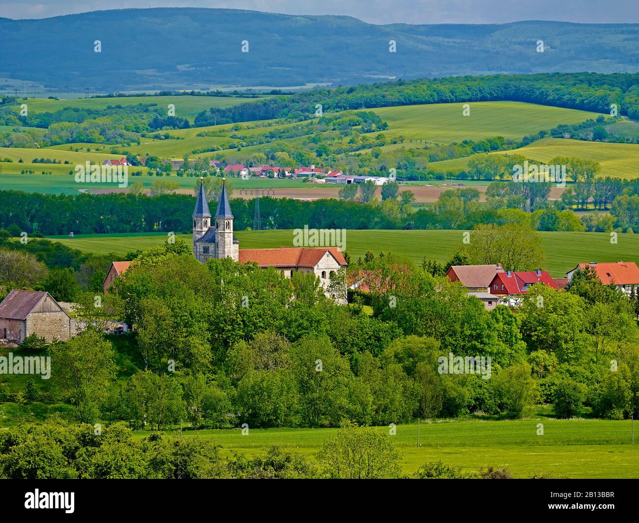 Romanesque basilica St. Gangolf in Münchenlohra with resin,district ...