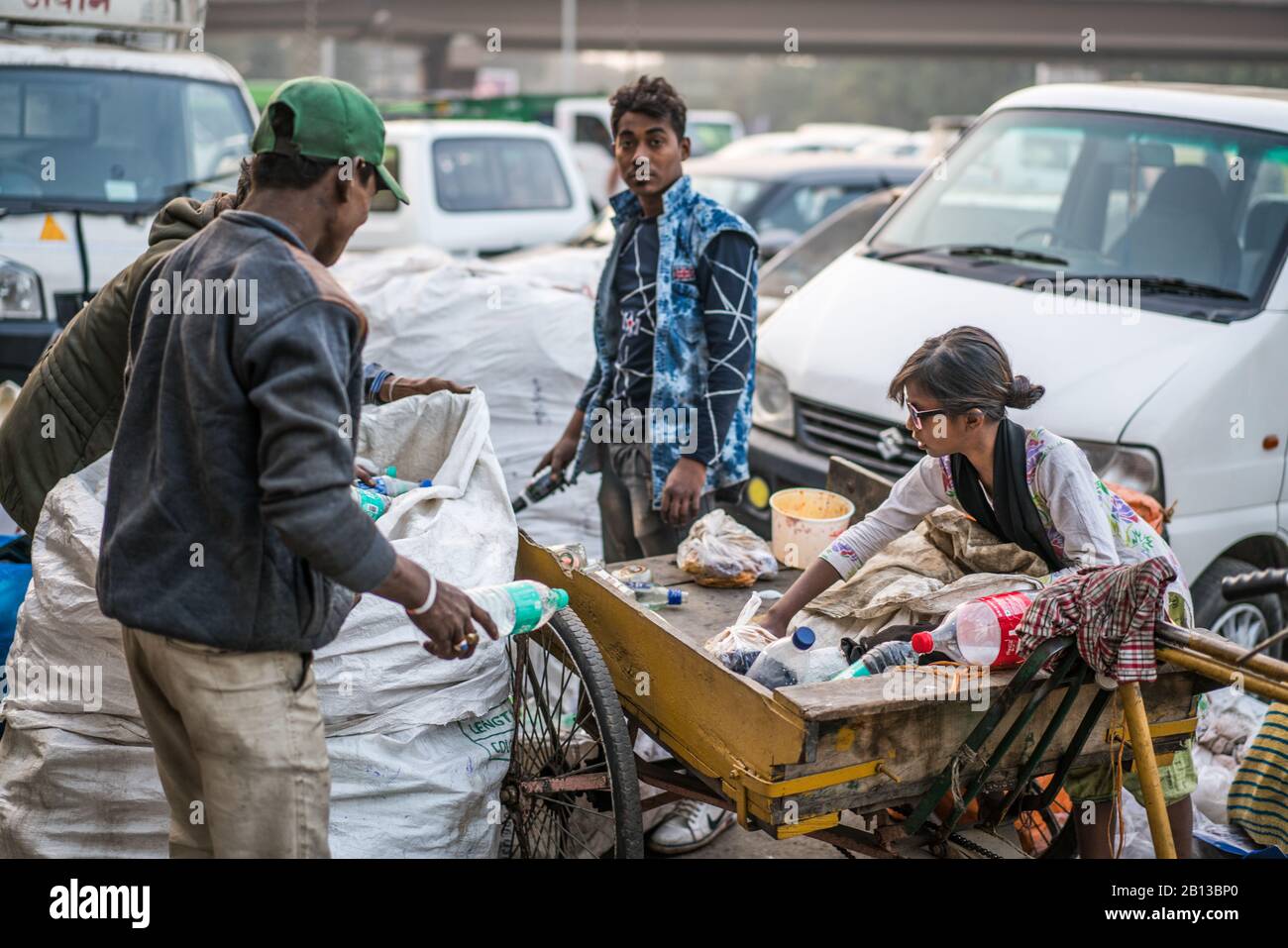 recycling of plastics in the street, New Delhi, India, Asia Stock Photo ...