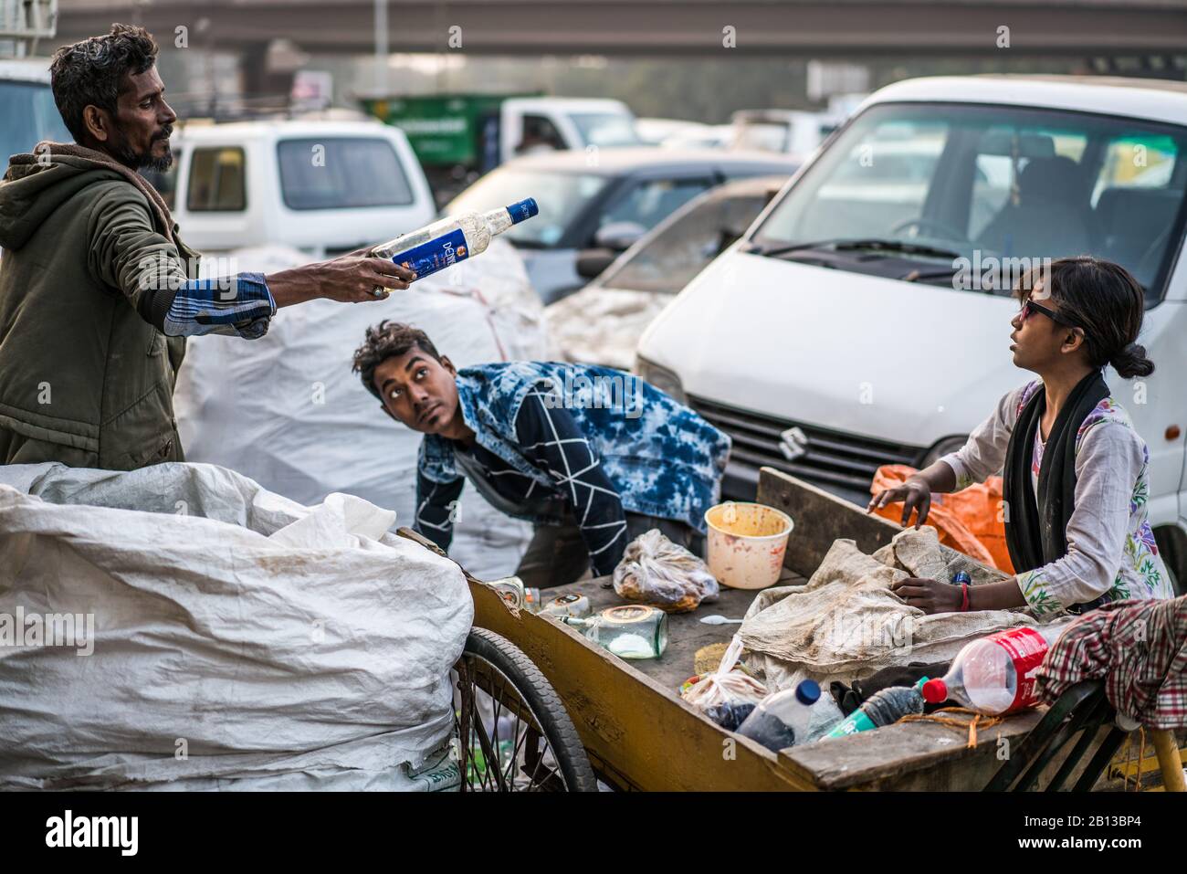 recycling of plastics in the street, New Delhi, India, Asia Stock Photo ...