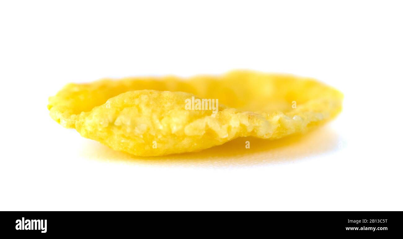 Single cornflake isolated on a white background, dry cereal Stock Photo ...