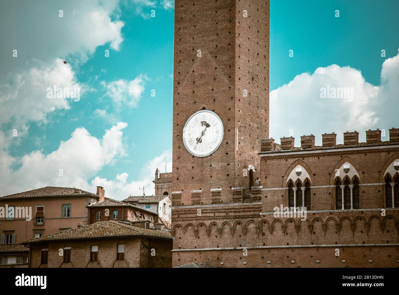 Town hall in Siena, Italy / Public Palace on famous city square Piazza ...