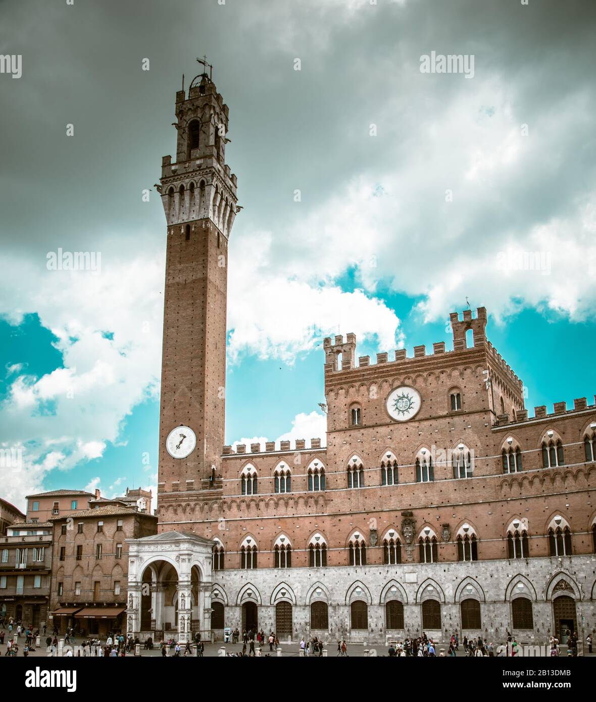 Town hall in Siena, Italy / Public Palace on famous city square Piazza ...