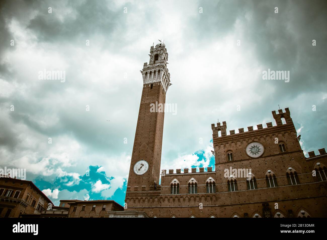 Town hall in Siena, Italy / Public Palace on famous city square Piazza ...
