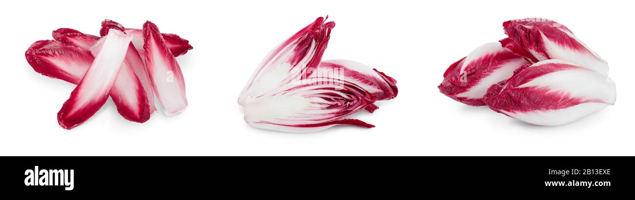 red chicory or radicchio isolated on white background, Set or ...