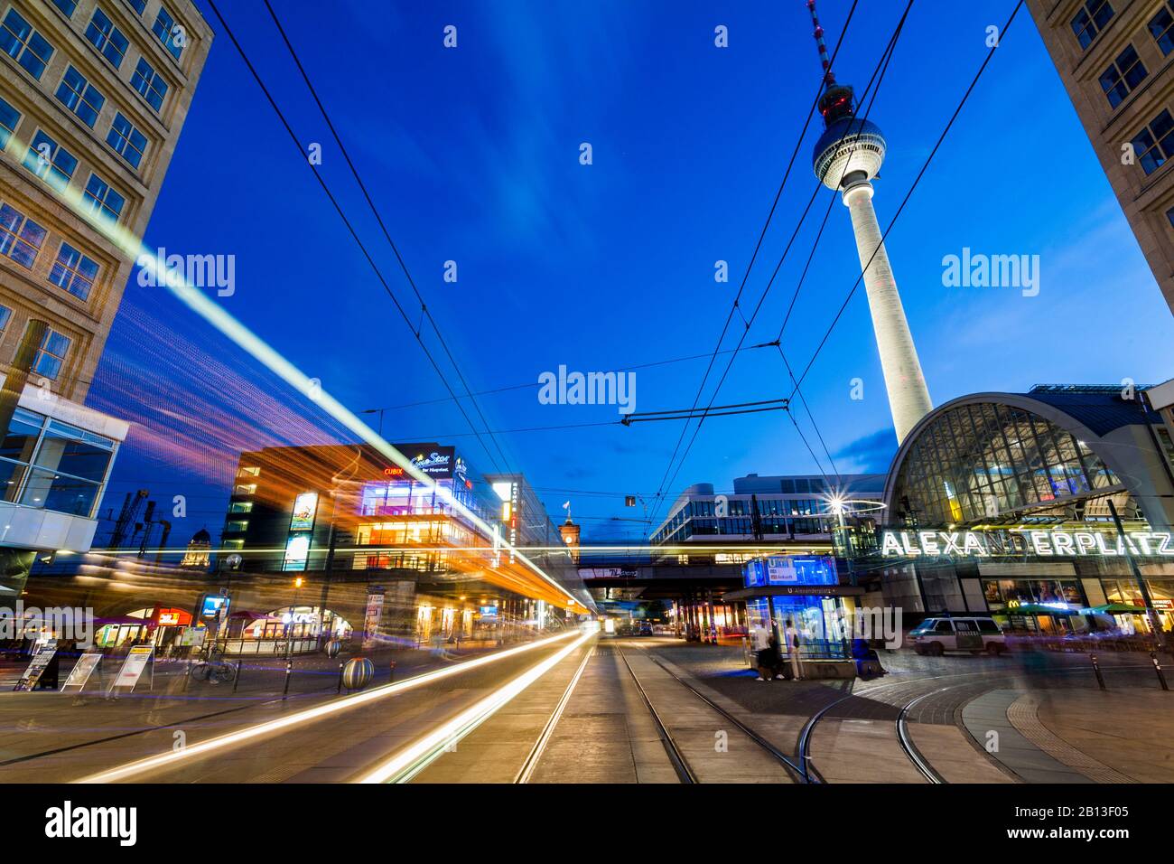 Alexanderplatz with station at dusk hi-res stock photography and images - Alamy