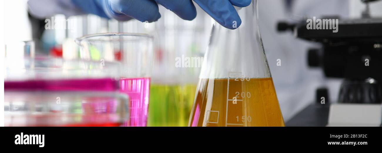 Laboratory investigation with fluid Stock Photo - Alamy