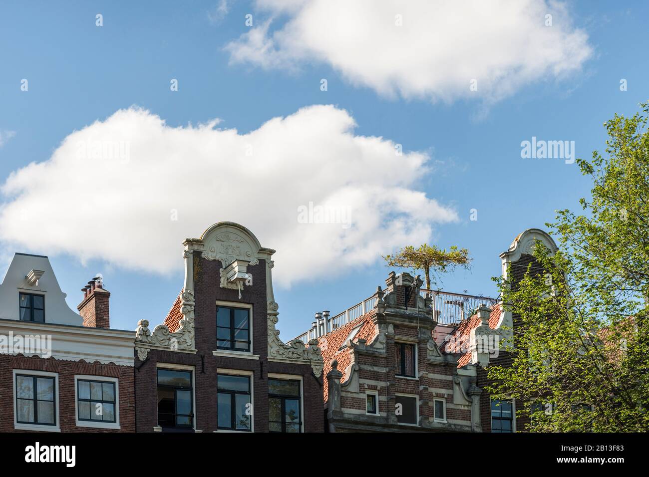 Historic gables and facades of canal houses,Old Town,Amsterdam,The ...