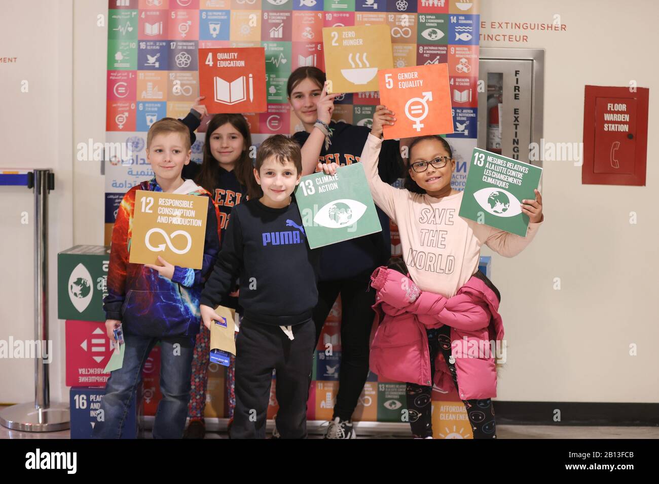 United Nations, New York, USA, February 21, 2020 - Children visiting ...
