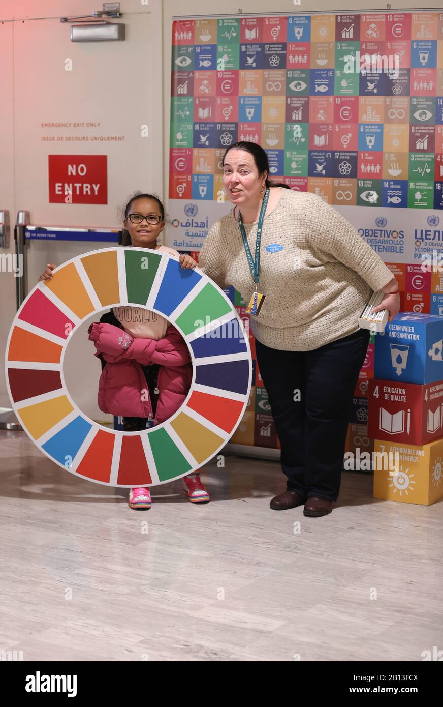 United Nations, New York, USA, February 21, 2020 - Children visiting ...