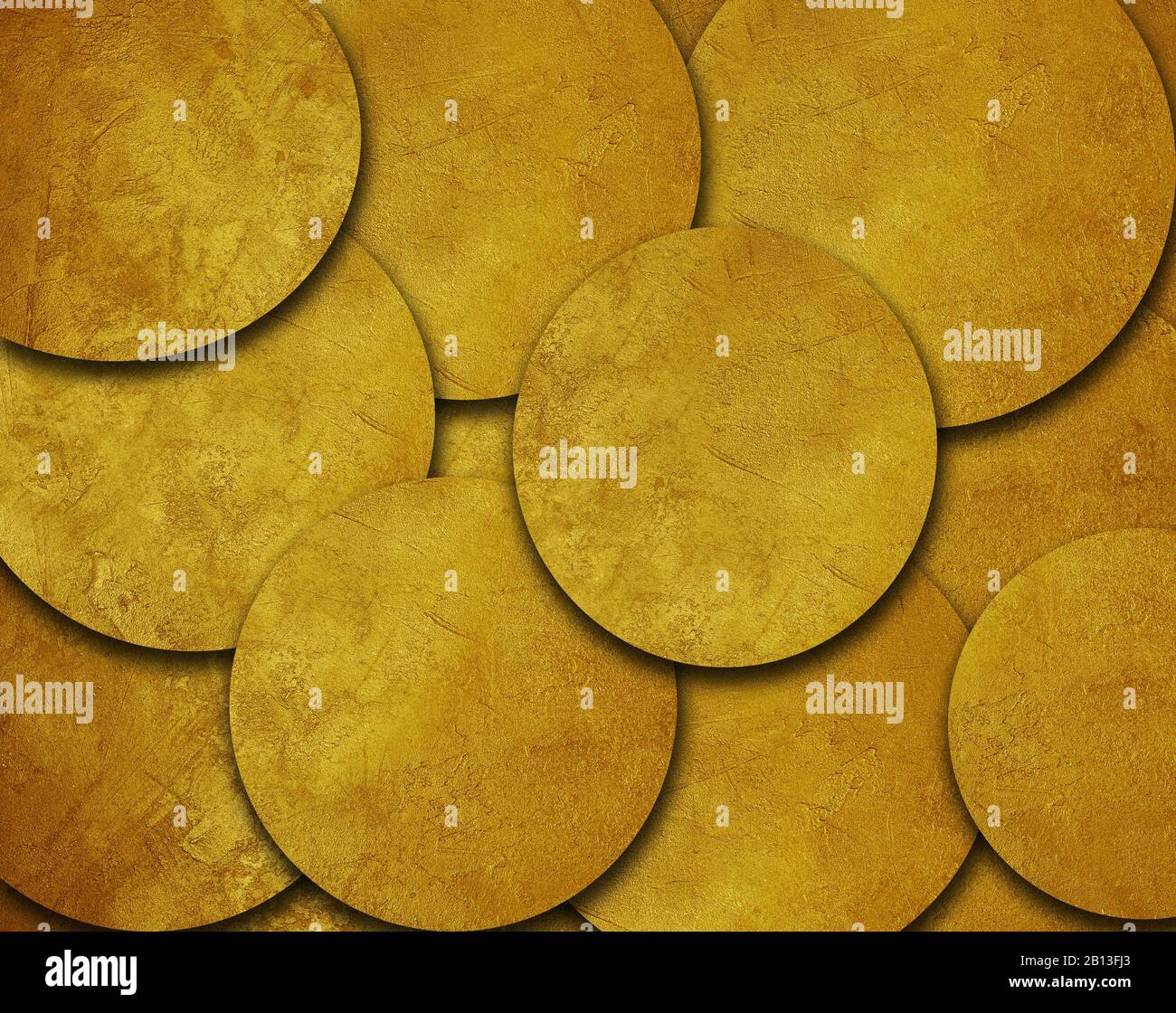 Layered background made of round shaped pieces gold Stock Photo - Alamy