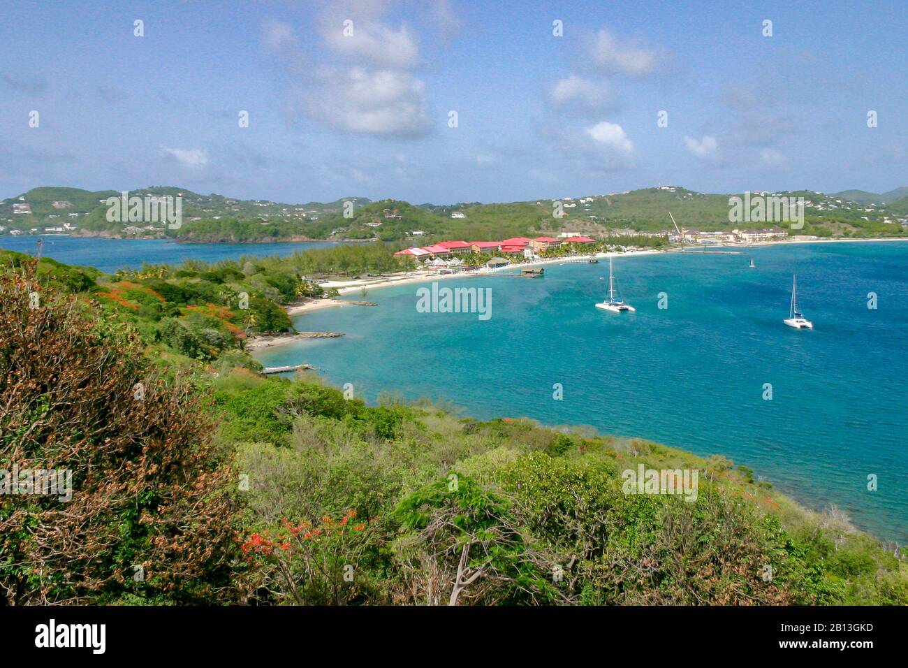 Aerial view of Reduit Beach, St Lucia Stock Photo - Alamy