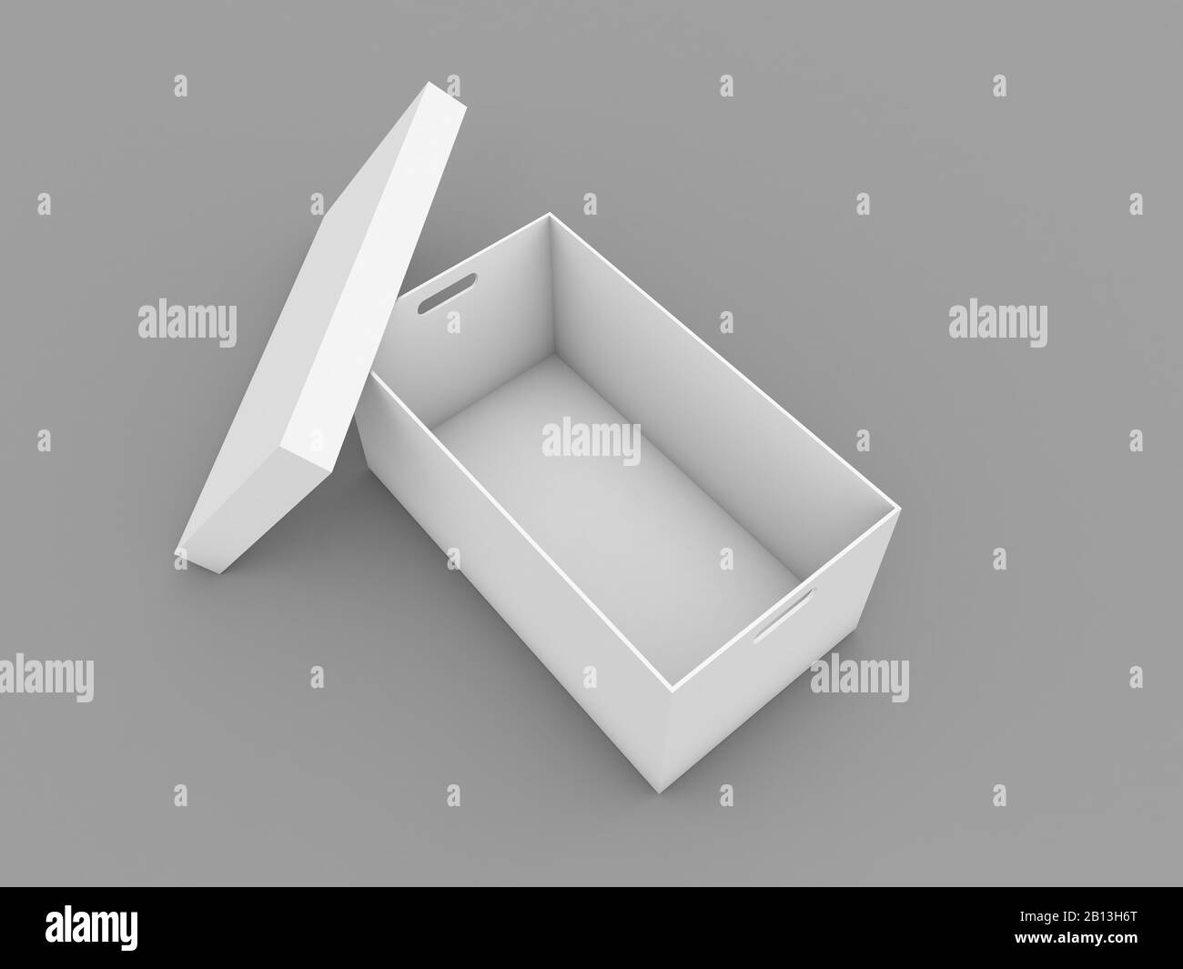 Mock up empty box on a gray background. 3d render illustration Stock ...