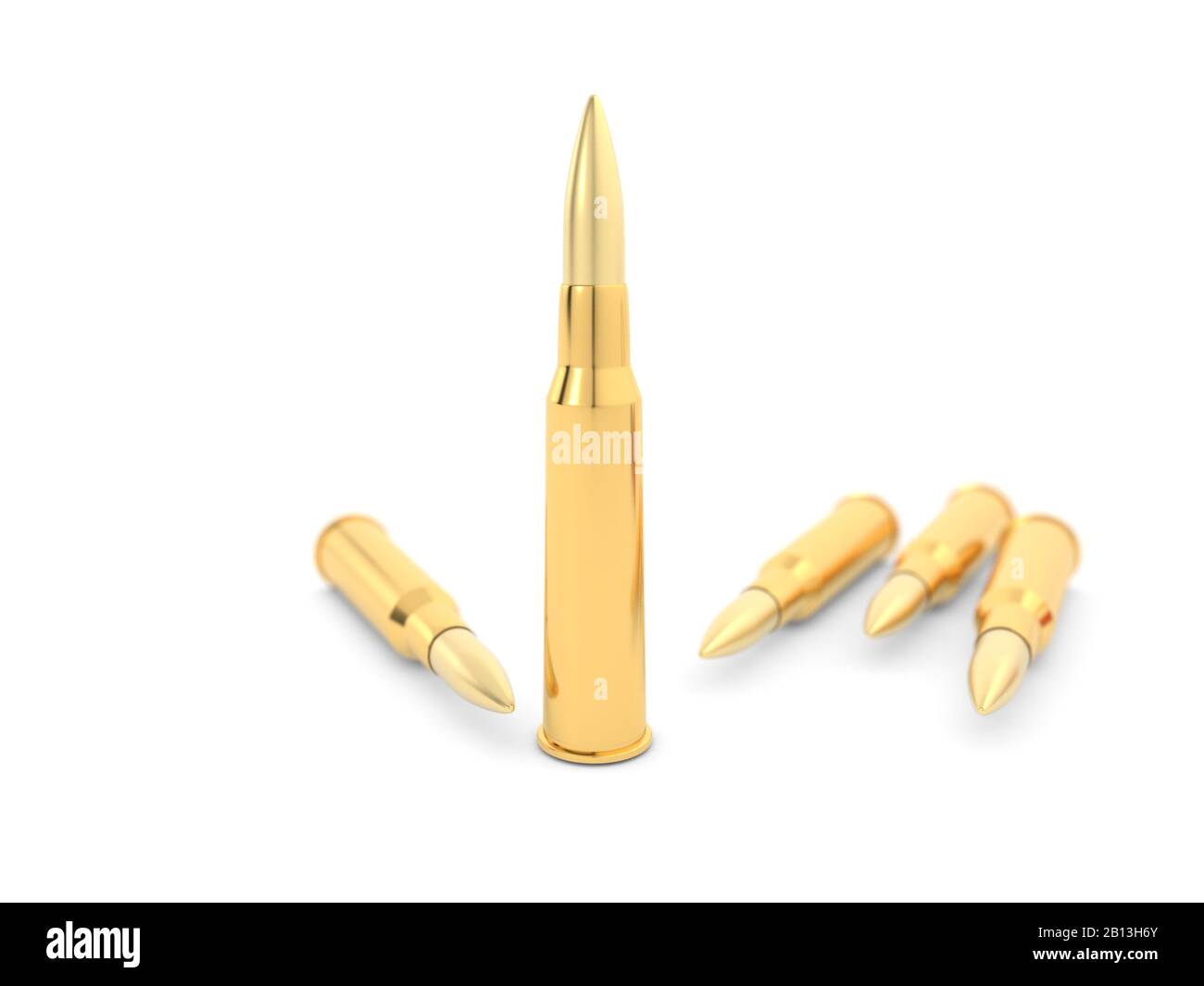 Military army bullets on a white background. 3d render illustration ...