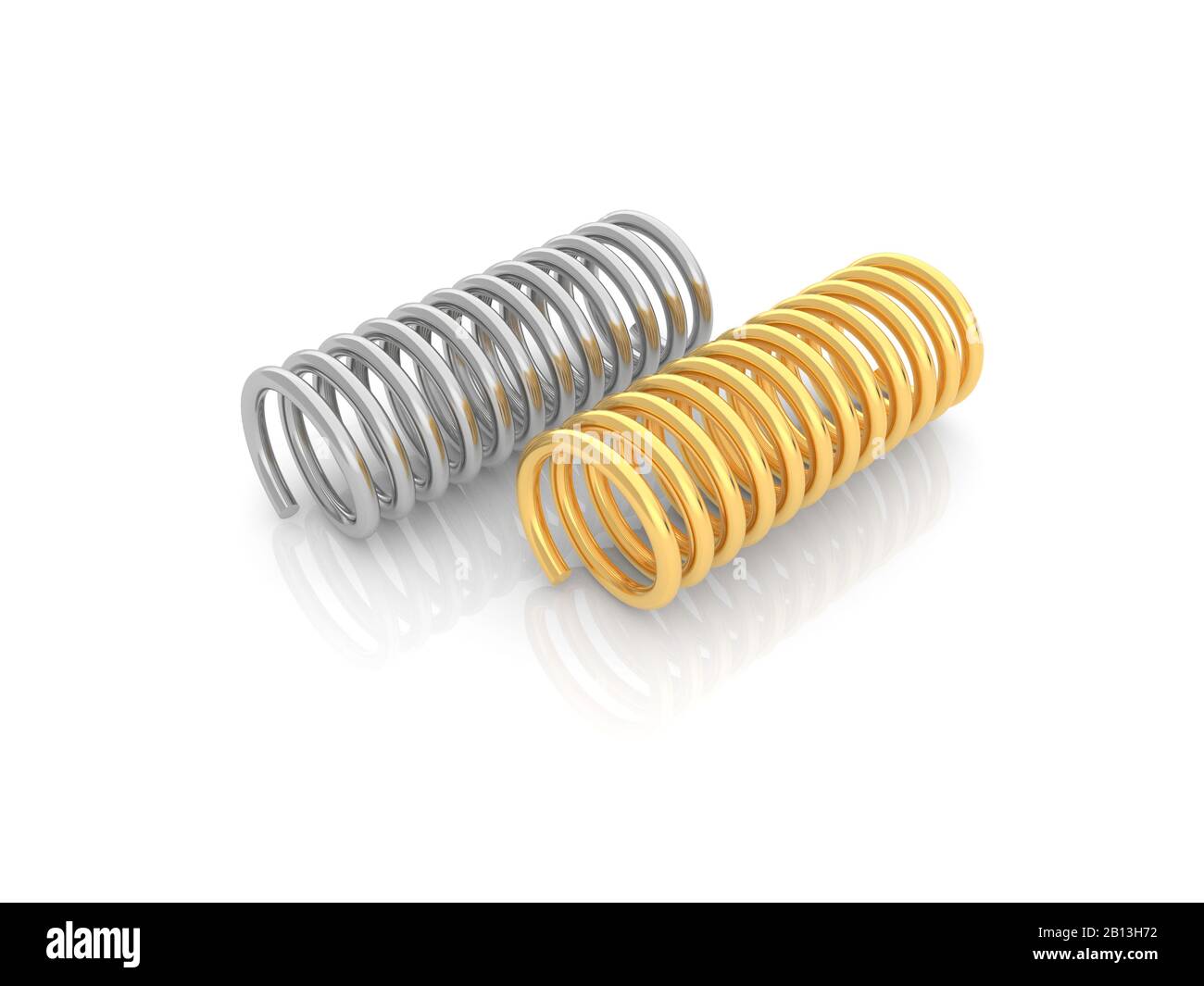 Two iron springs on a white background. 3d render illustration Stock ...