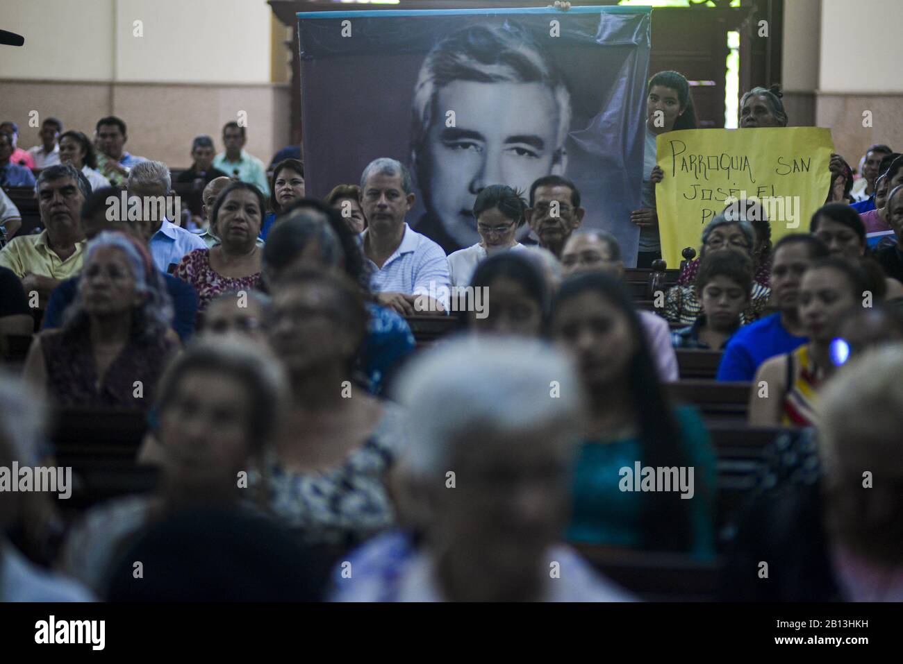 San Salvador, El Salvador. 22nd Feb, 2020. A banner of Salvadoran ...