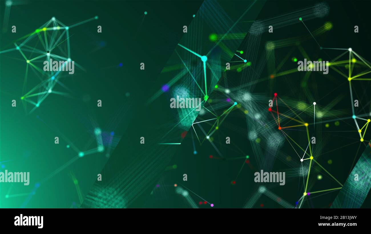 Abstract polygonal space with low polygons. Background with connecting dots and lines ...