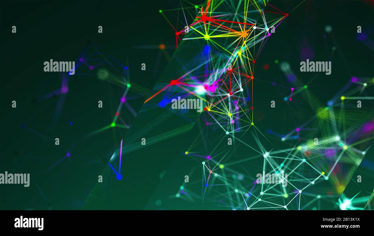 Abstract polygonal space with low polygons. Background with connecting dots and lines ...