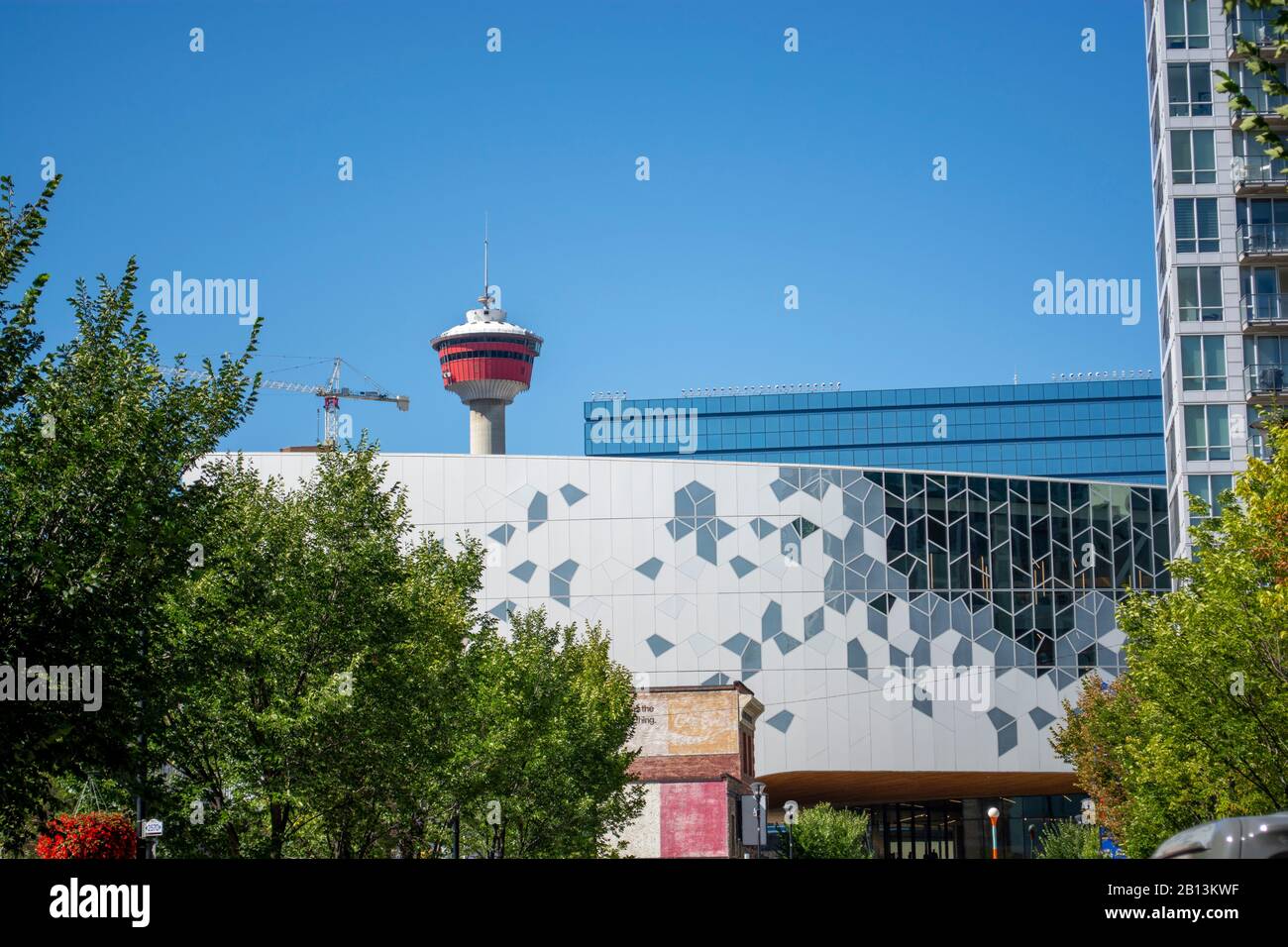 Downtown library and tower view from inner city neighbourhood Stock ...