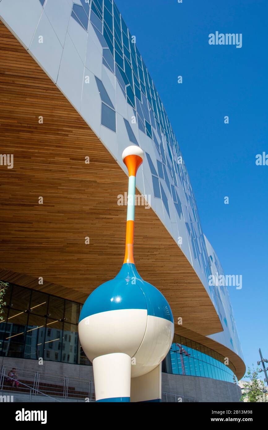 Modern architectural library in downtown with geometric designs Stock ...