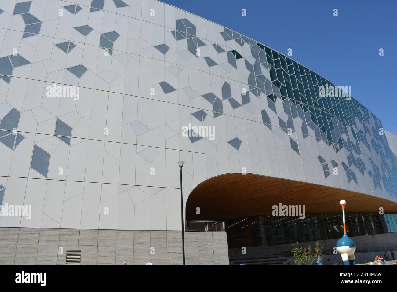 Modern architectural library in downtown with geometric designs Stock ...