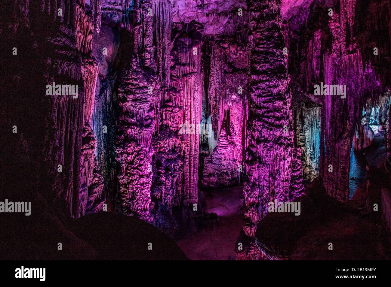 Cuevas de Arta, illuminated cave of Arta, Spain, Balearic Islands ...
