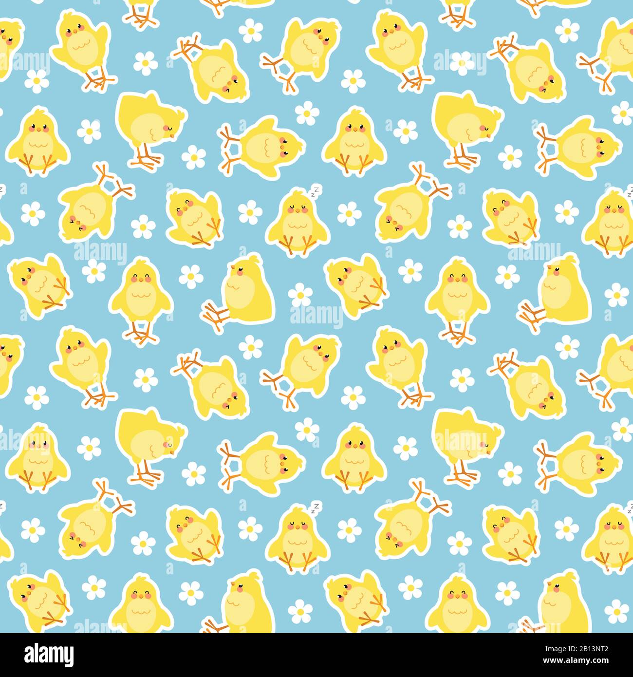 Easter seamless pattern with cute chicks stickers. Good for wrapping. Easy to edit the ...