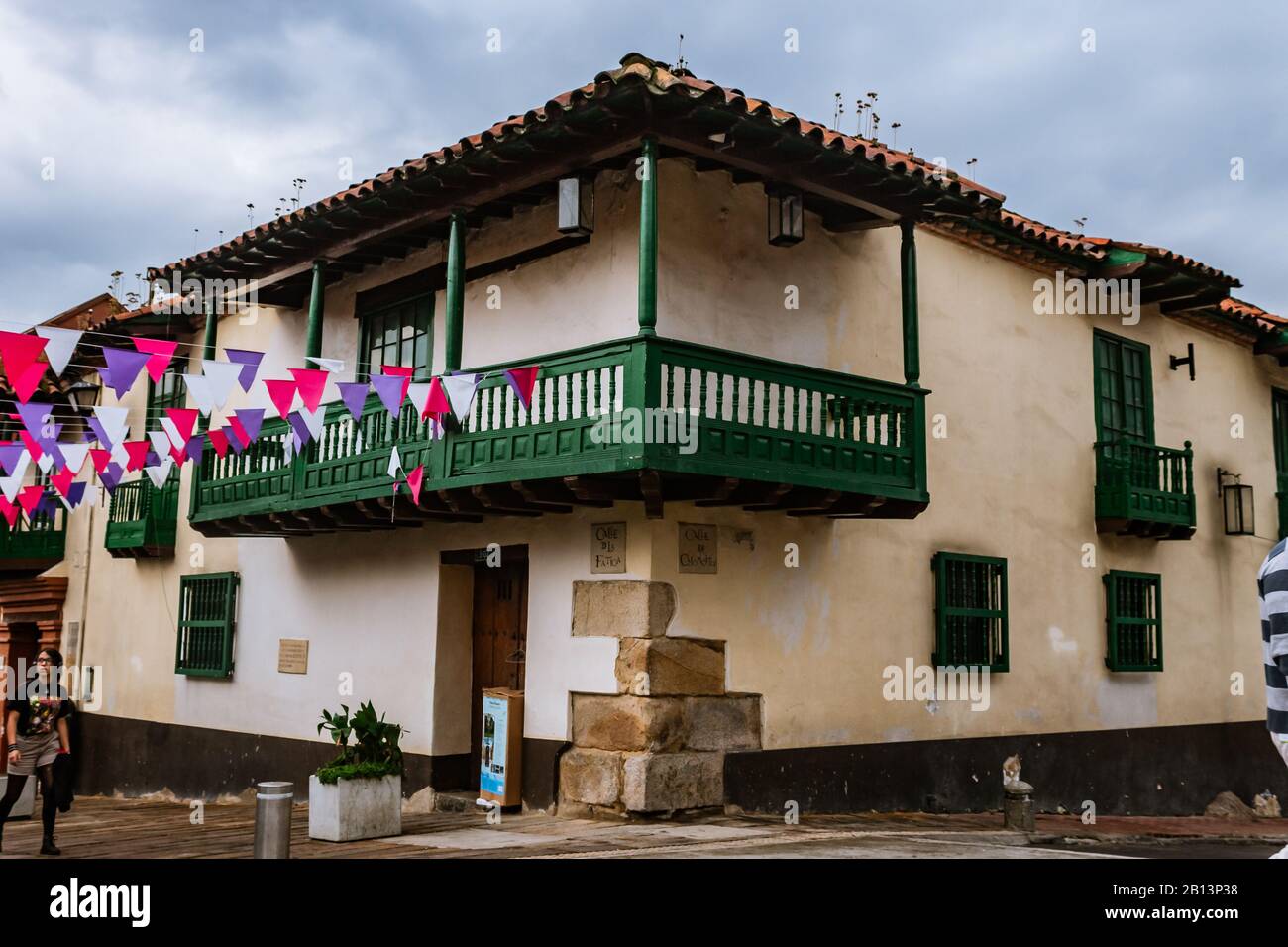 La Candelaria, the historic center of Bogotá, on a cloudy day, with ...