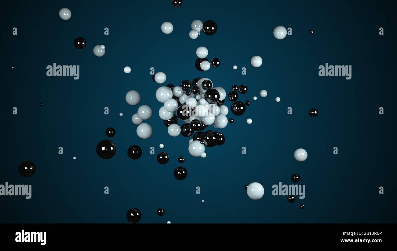 Computer generated shining random balls. 3d rendering of geometric ...