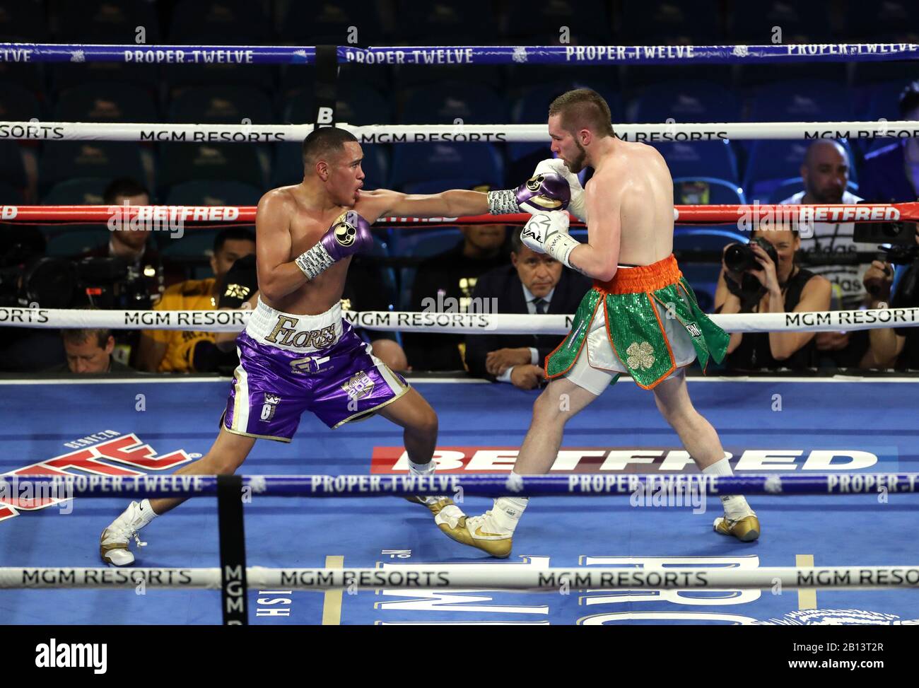 Gabriel Flores Jr (left) and Matt Conway in the light weight bout at ...